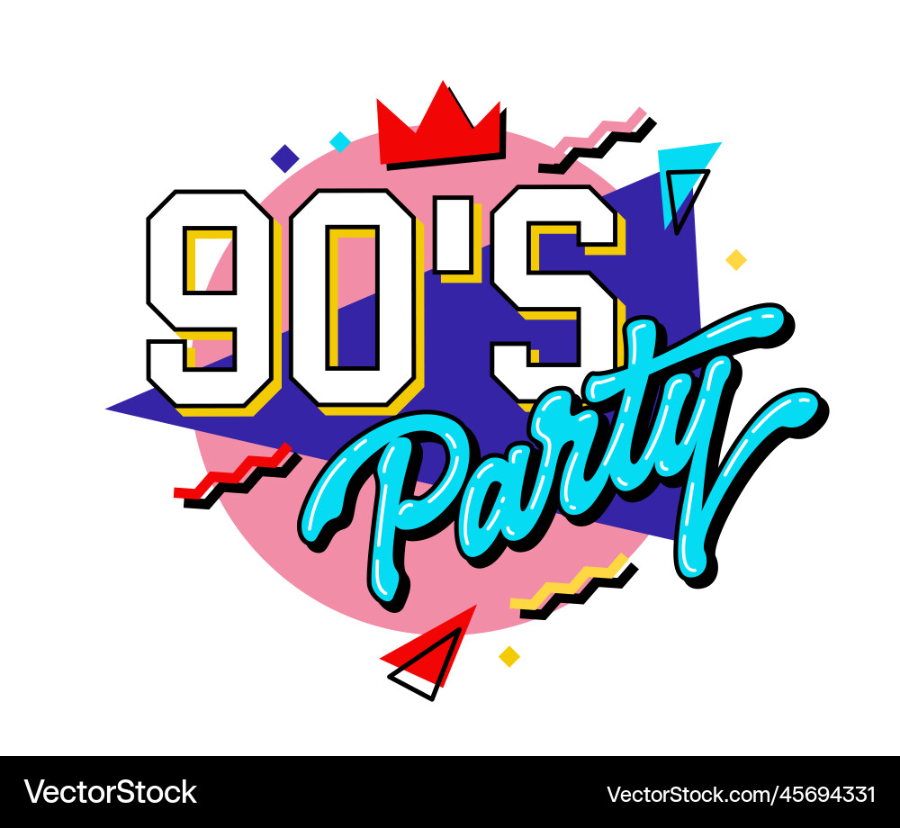 90s party - trendy modern hand drawn lettering Vector Image