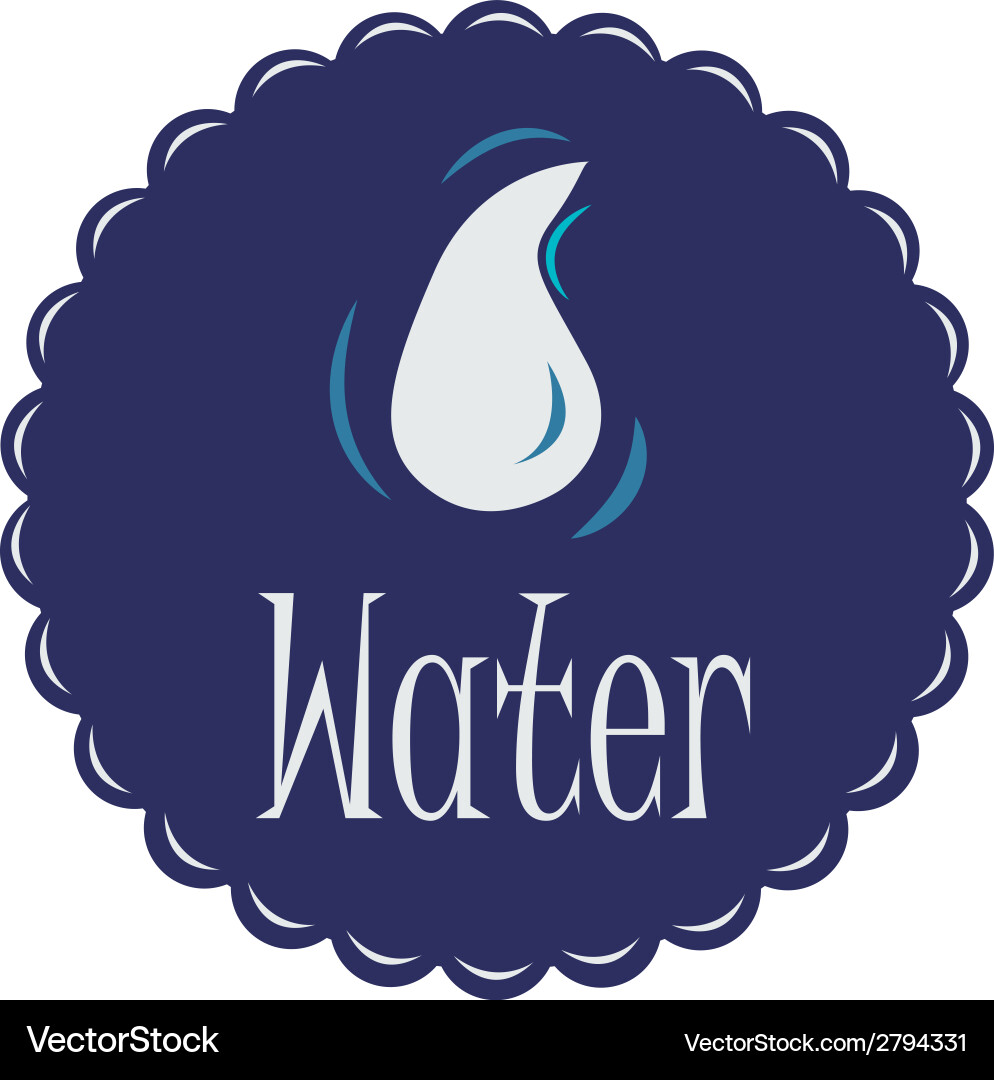 A blue label with some text and drop of water Vector Image