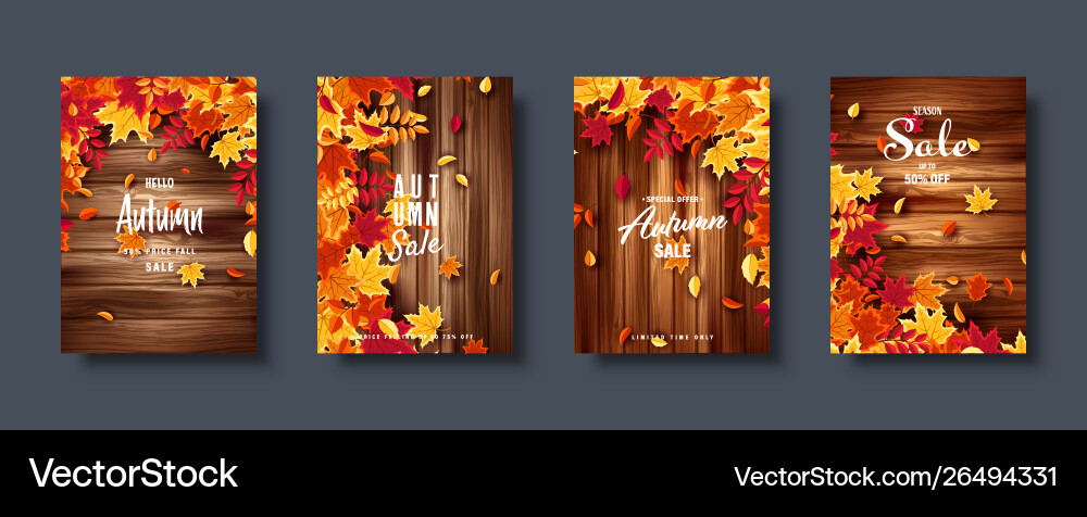 Autumn falling leaves banner set nature Royalty Free Vector