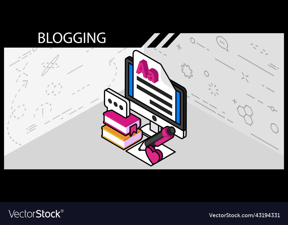 Blogging isometric design icon web 3d colorful Vector Image