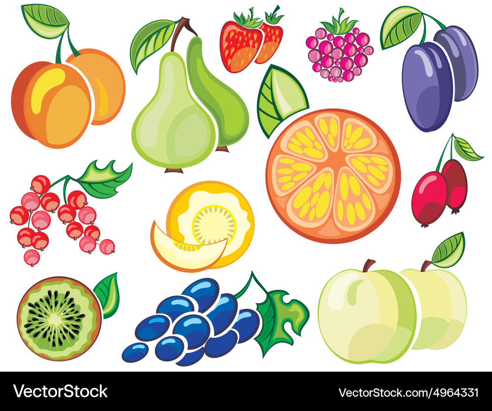 Collection fruits icons Royalty Free Vector Image
