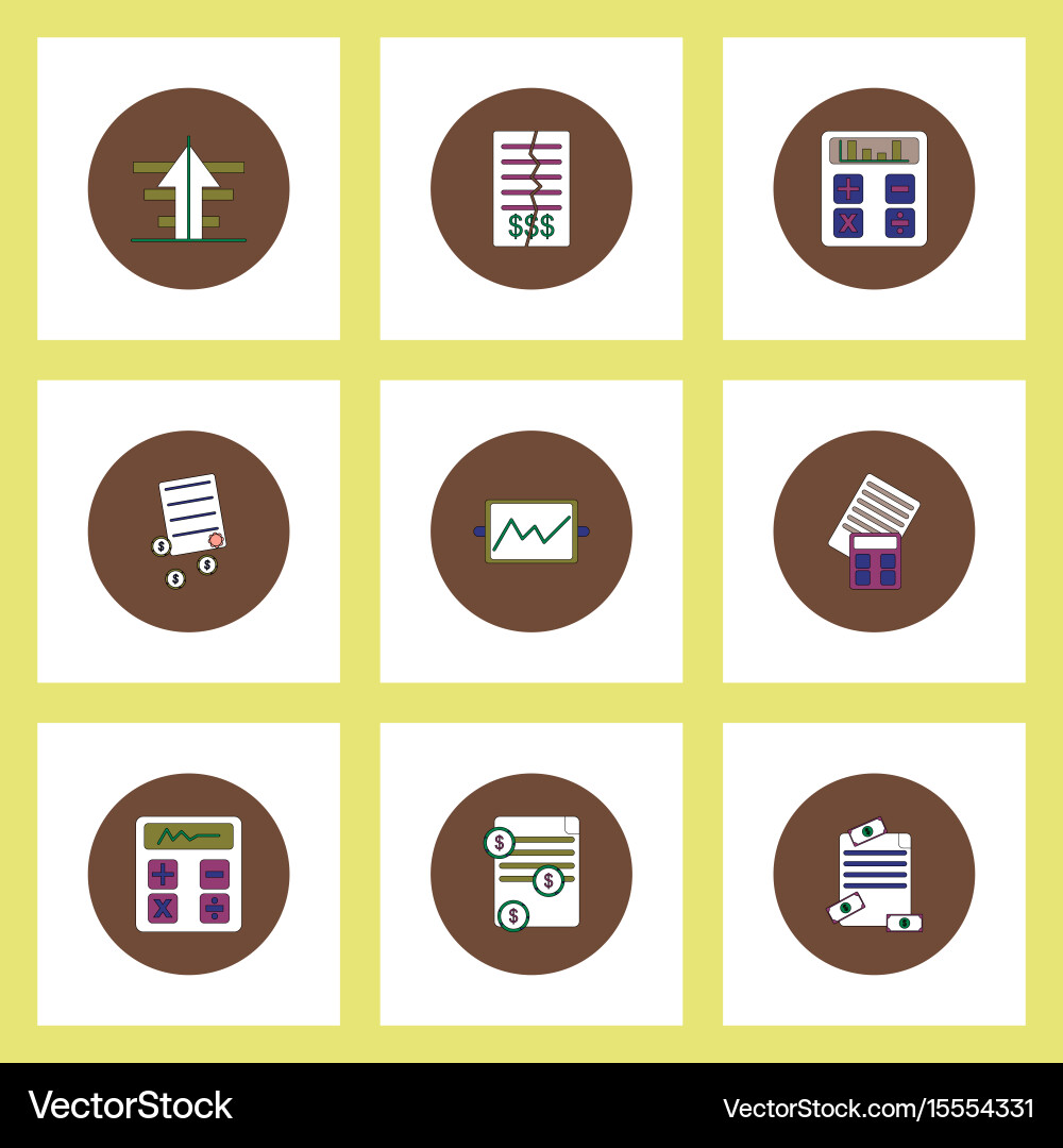 Collection icons in flat style business items Vector Image