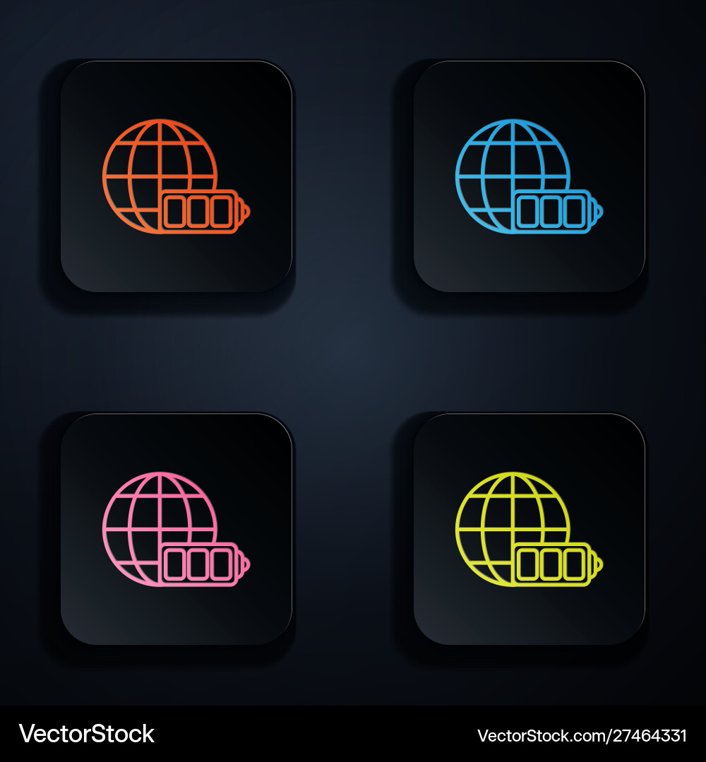 Color neon line battery charge level indicator Vector Image