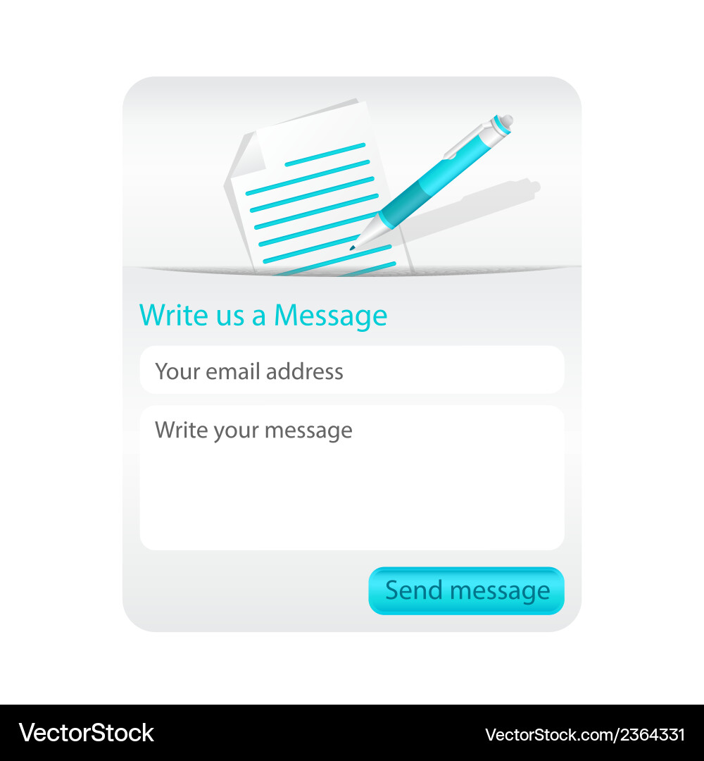 Contact form with light paper and blue ballpoint Vector Image