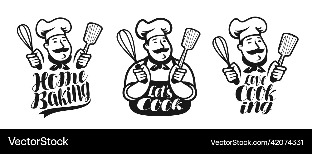 Cooking labels set bakery concept emblem food Vector Image