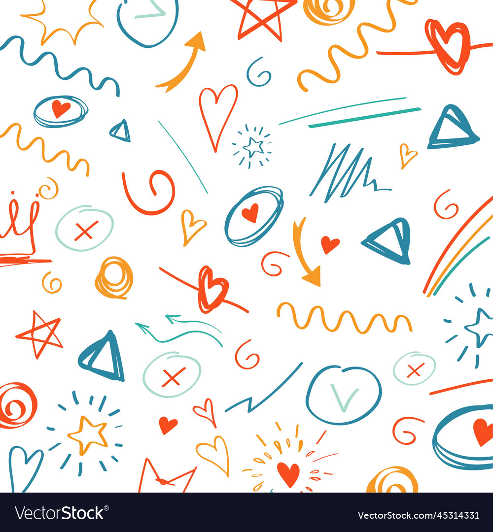 Doodle line seamless pattern Royalty Free Vector Image