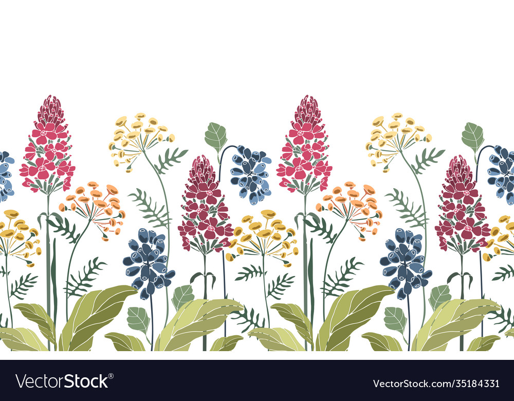 Floral seamless border pattern spring Royalty Free Vector