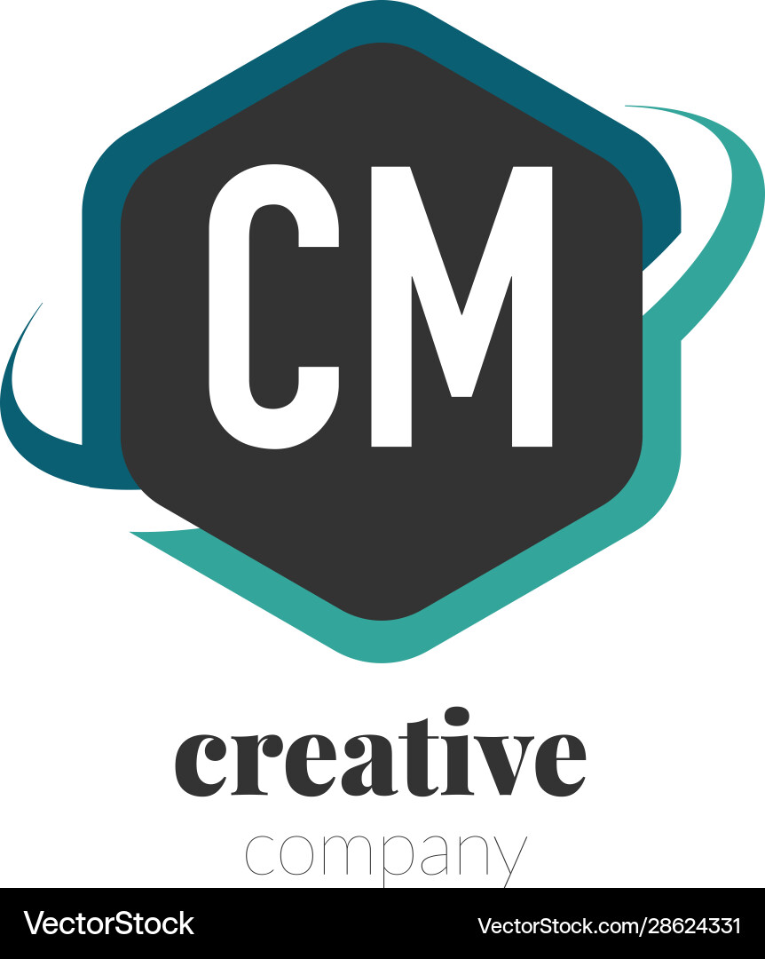 Initial letter cm creative hexagonal design logo Vector Image