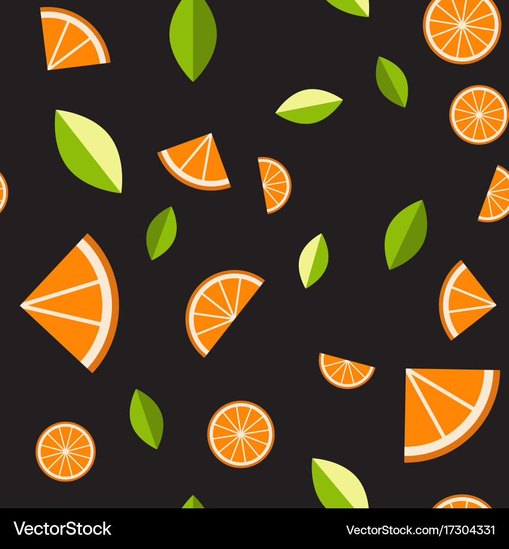 Orange lemon on black background seamless Vector Image