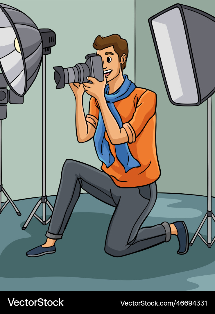 Photo journalist colored cartoon Royalty Free Vector Image