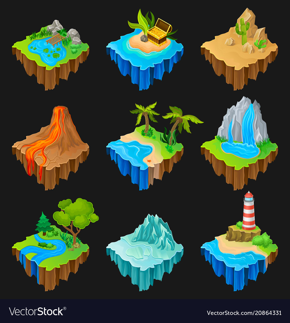 Set floating platforms with different Royalty Free Vector