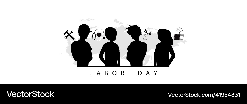Silhouette of people different professions Vector Image