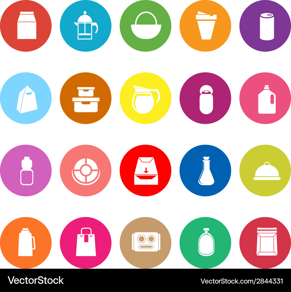 Variety food package flat icons on white Vector Image