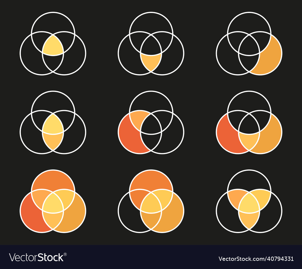 Venn diagram circles chart infographic Royalty Free Vector