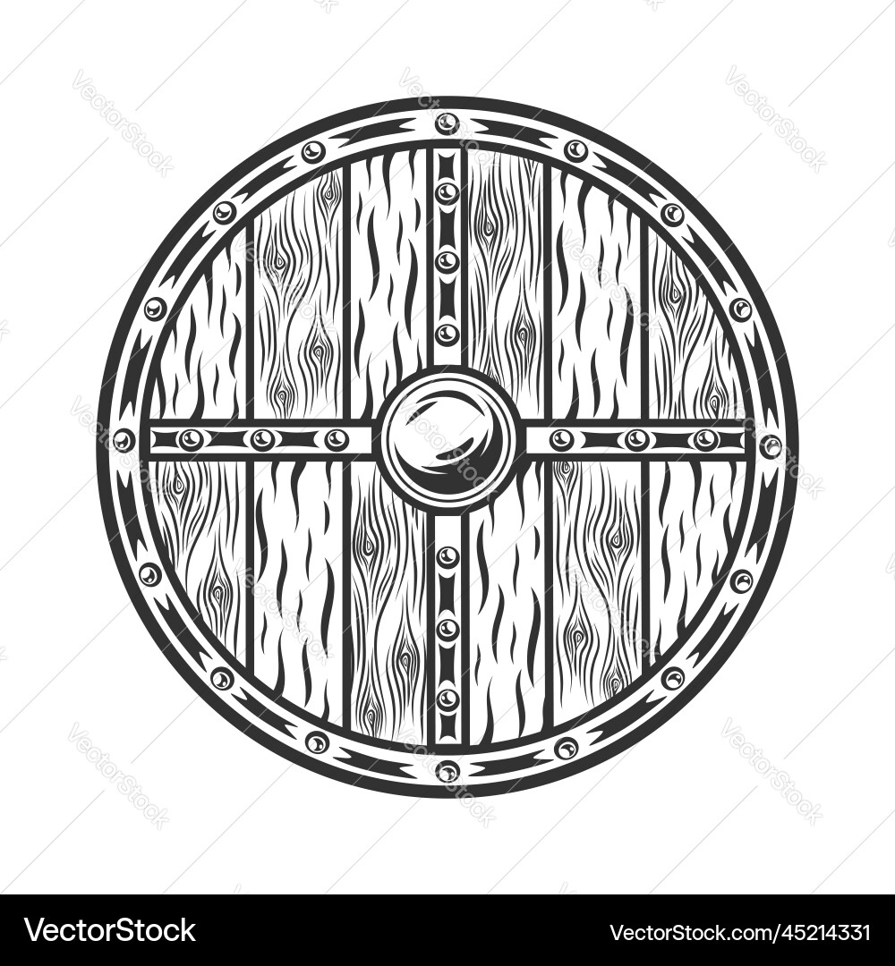 Viking warrior wooden shield vintage Royalty Free Vector