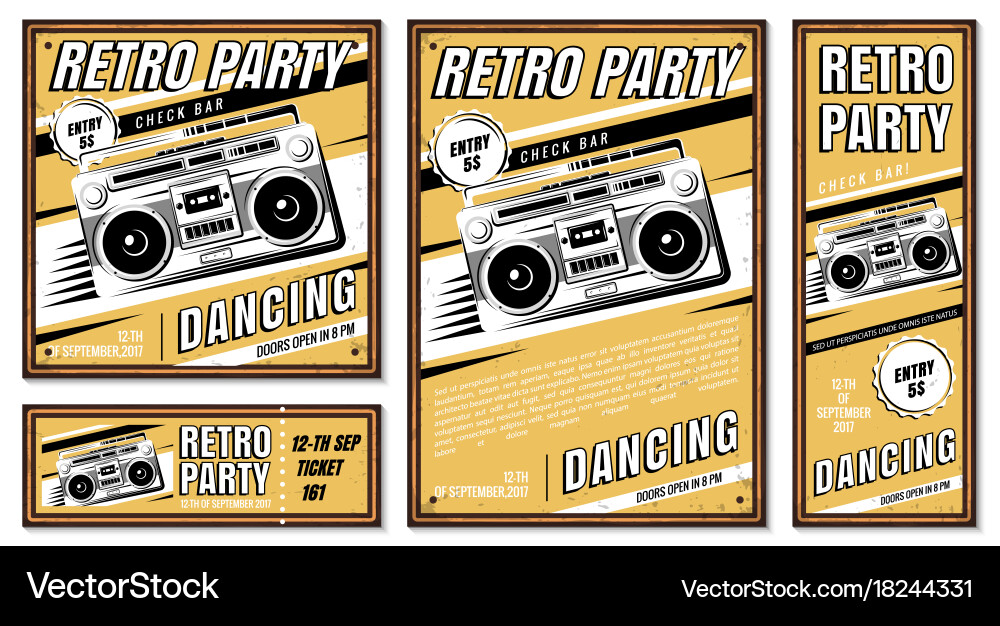 Vintage banner retro party Royalty Free Vector Image