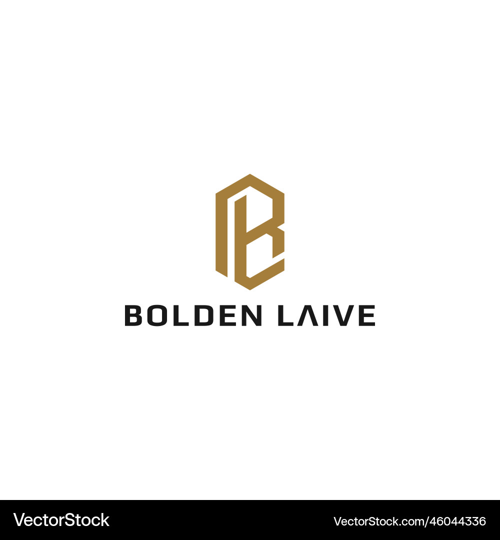 Abstract initial letter bl or lb logo in gold Vector Image