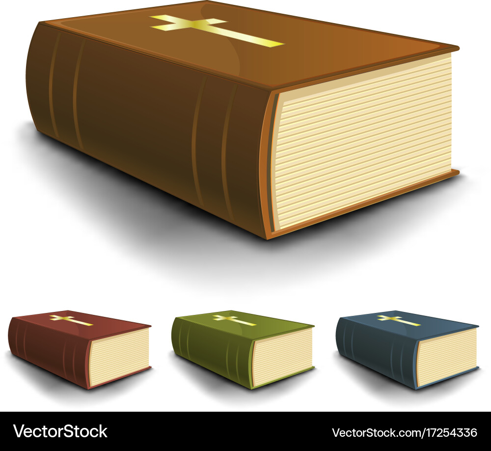 Big old holy bible books set Royalty Free Vector Image