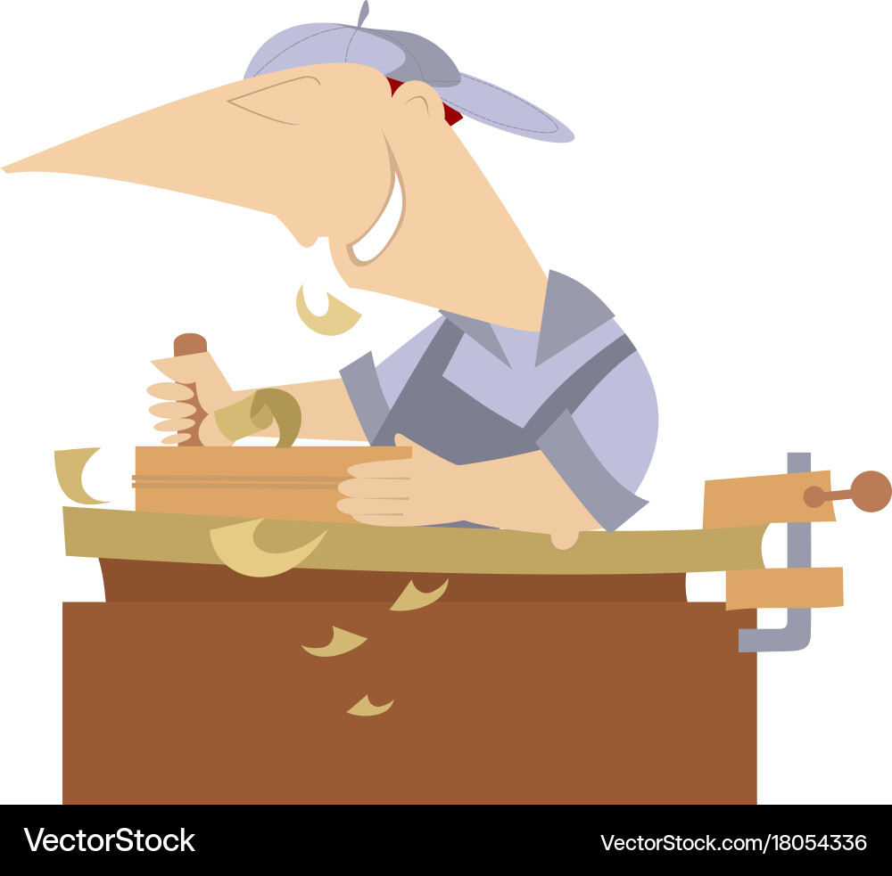 Cartoon young joiner isolated Royalty Free Vector Image