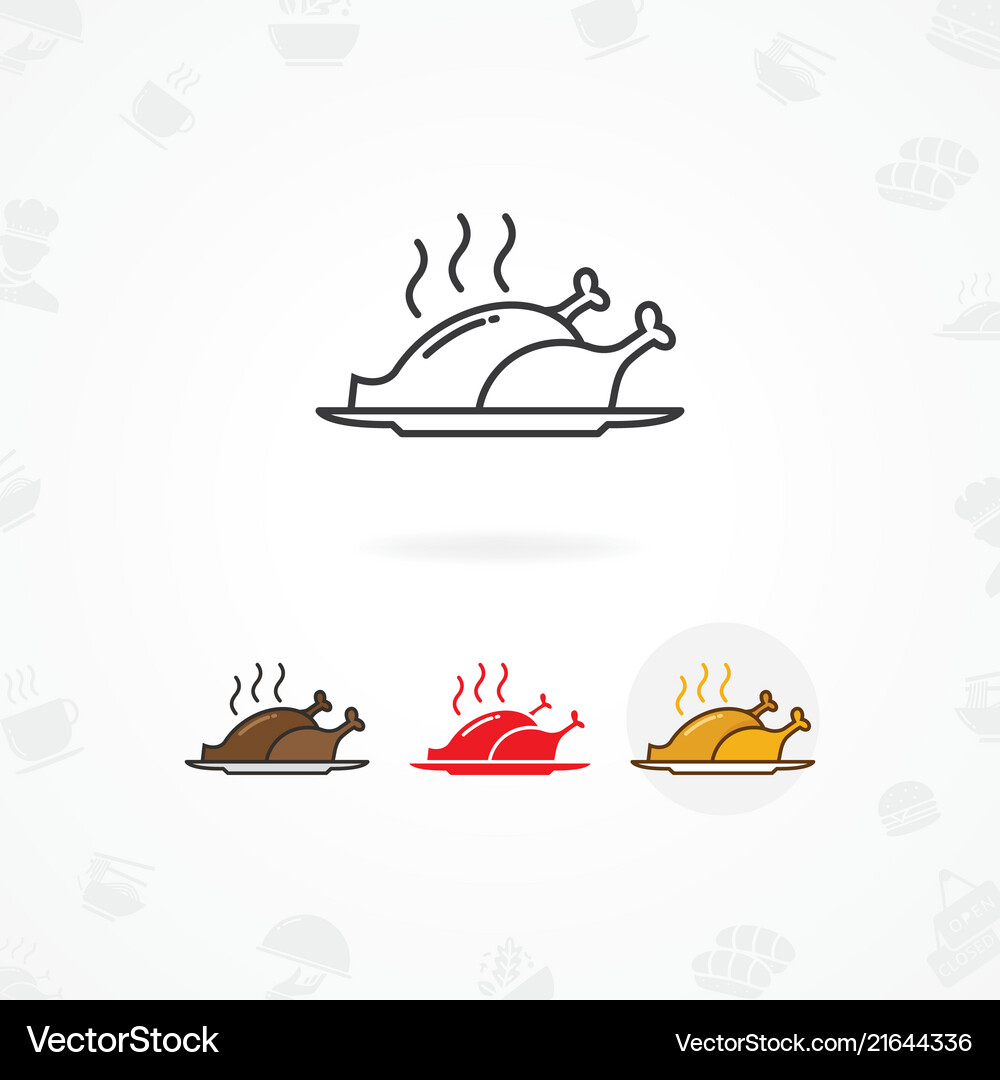 Chicken meat icon dish on plate Royalty Free Vector Image