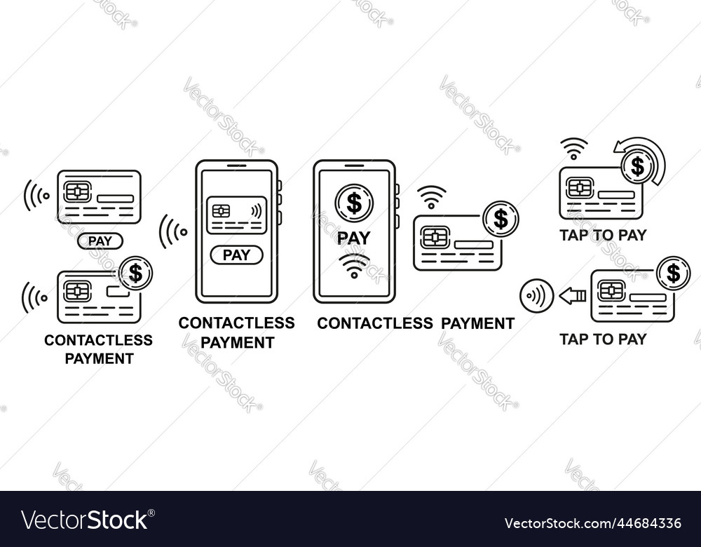 Contactless cashless payment by credit card phone Vector Image
