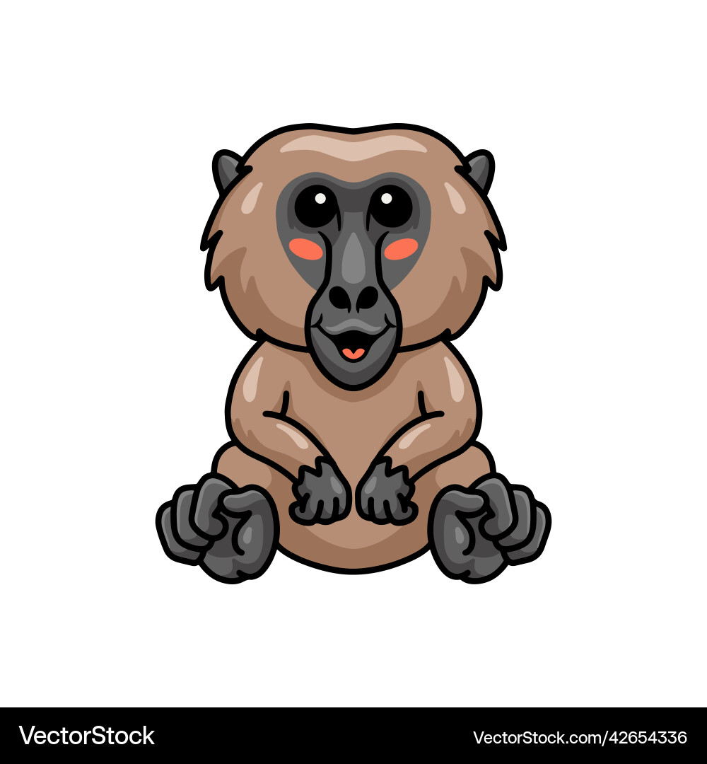 Cute little baboon monkey cartoon sitting Vector Image