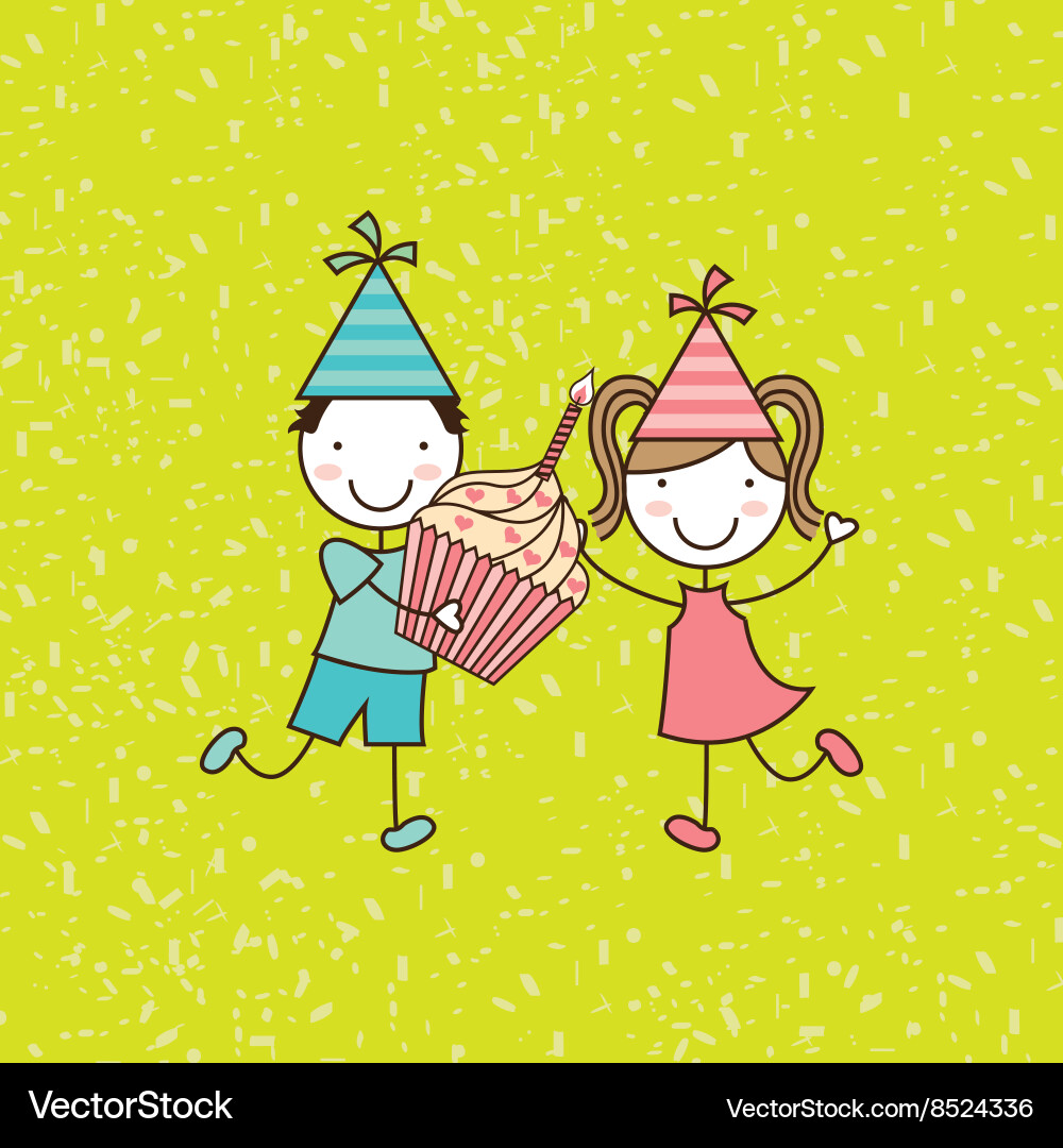 Happy children on party design Royalty Free Vector Image