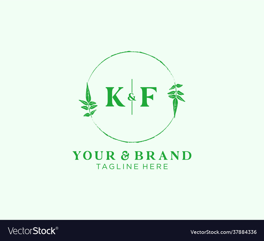 Initial kf letters floral frames botanical Vector Image Initial kf letters floral frames botanical Vector Image