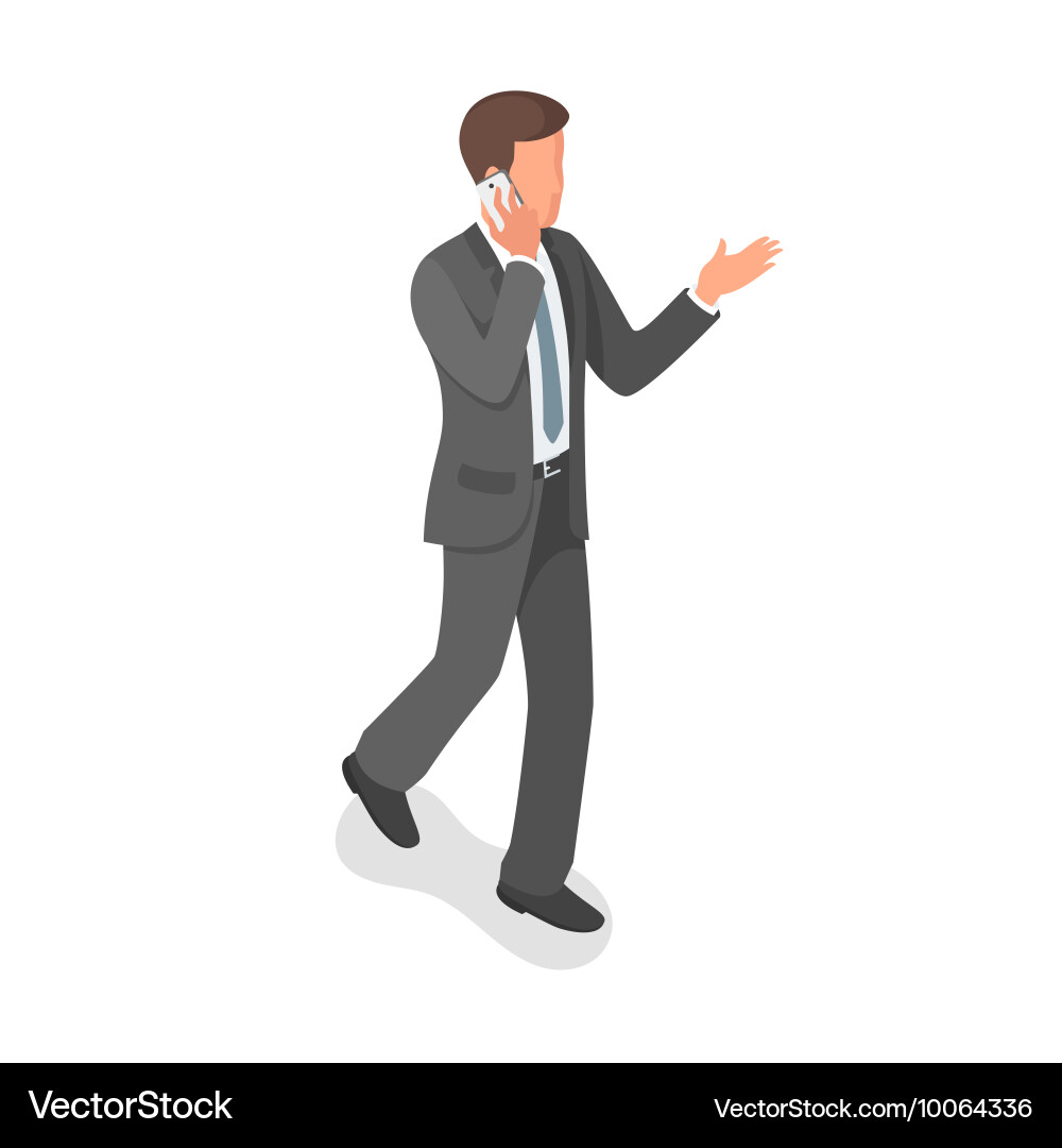 Isometric businessman talking on the phone Vector Image