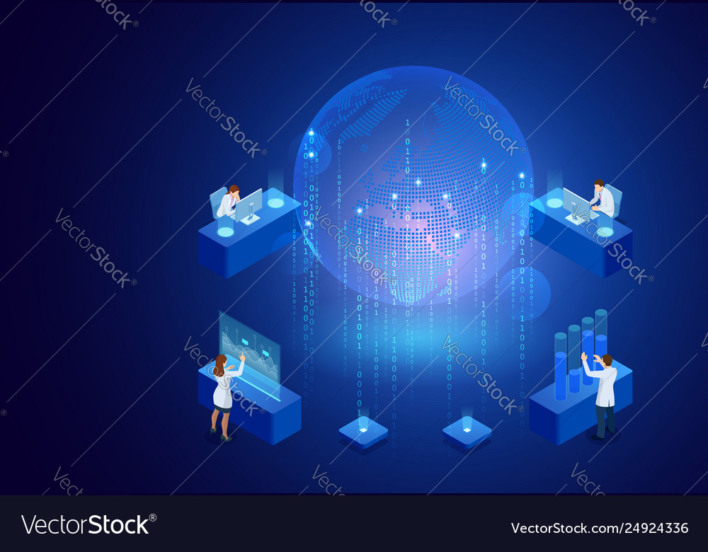 Isometric creative innovation technology concept Vector Image