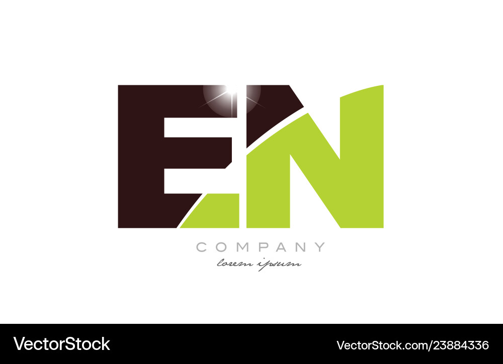 Letter en e n alphabet combination in green Vector Image