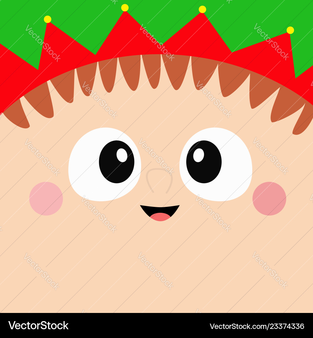 Santa claus elf square head face icon merry Vector Image