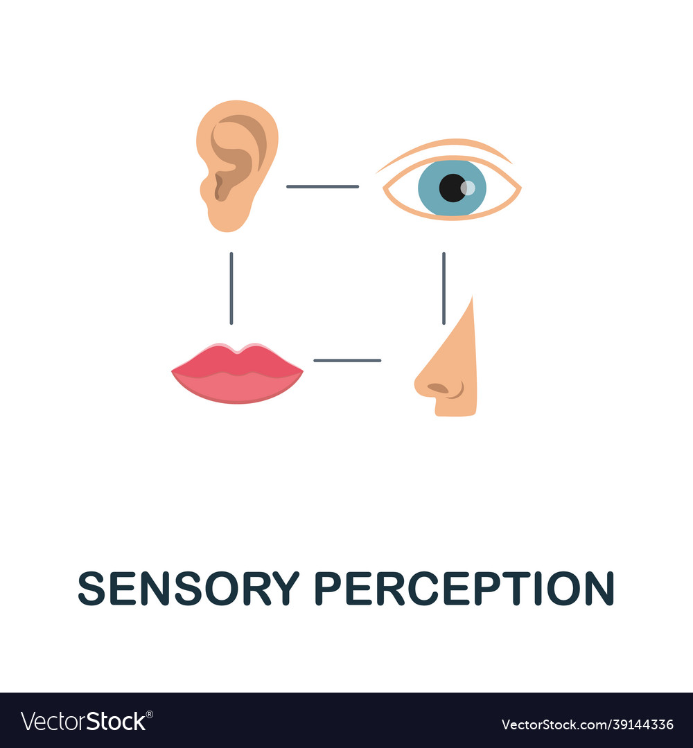 Sensory perception flat icon colored sign from Vector Image Sensory perception flat icon colored sign from Vector Image