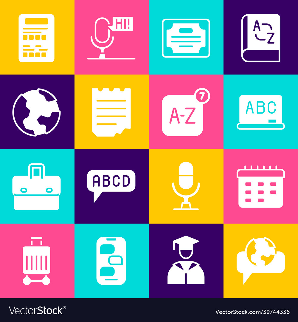 Set learning foreign languages school timetable Vector Image