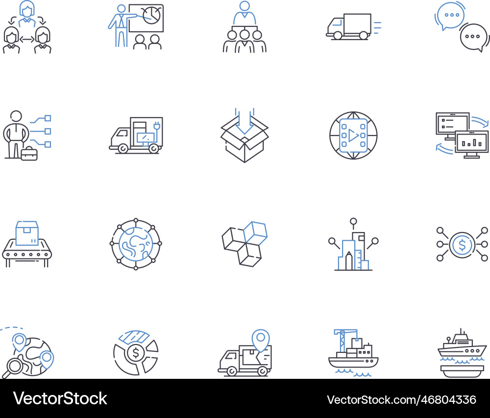 Spreading out line icons collection divergence Vector Image