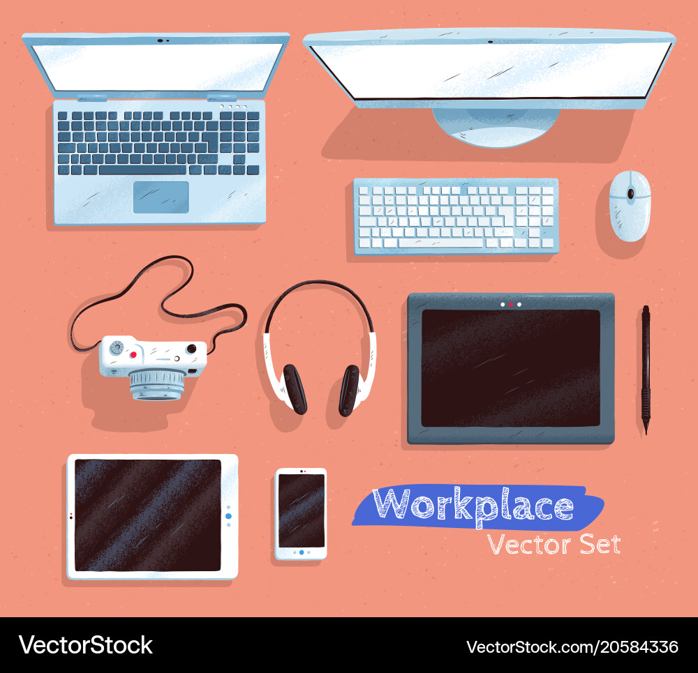 Top view set of gadgets Royalty Free Vector Image