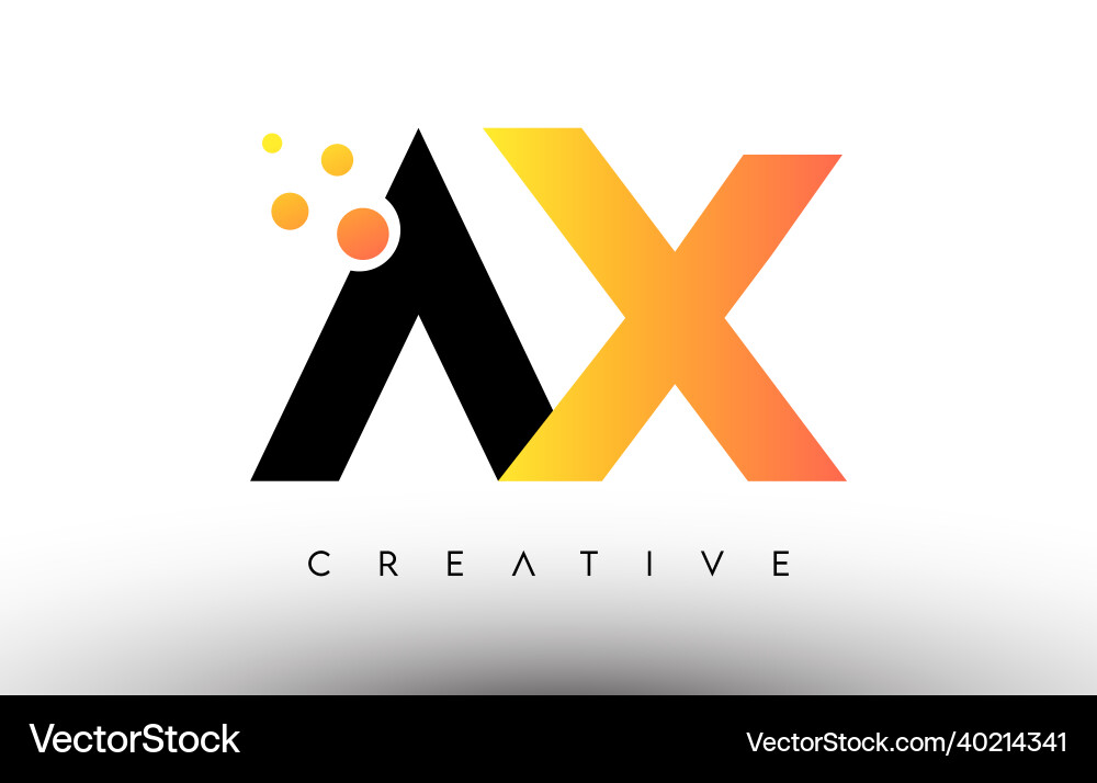Ax black orange letter logo design icon Royalty Free Vector