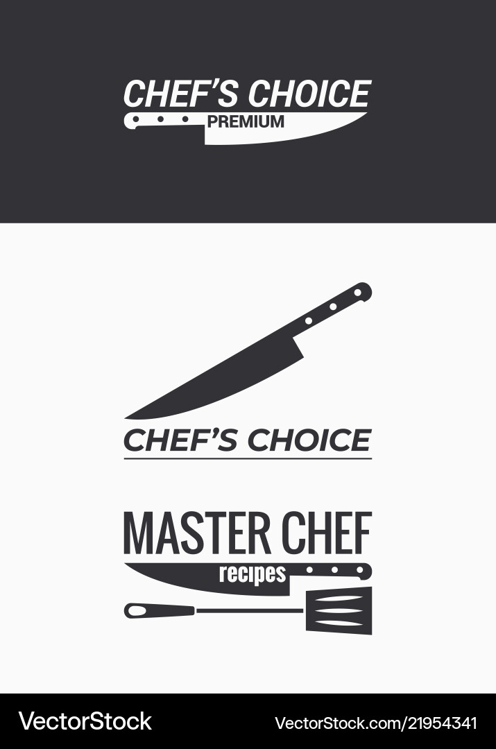 Chef knife logo set on black and white background Vector Image