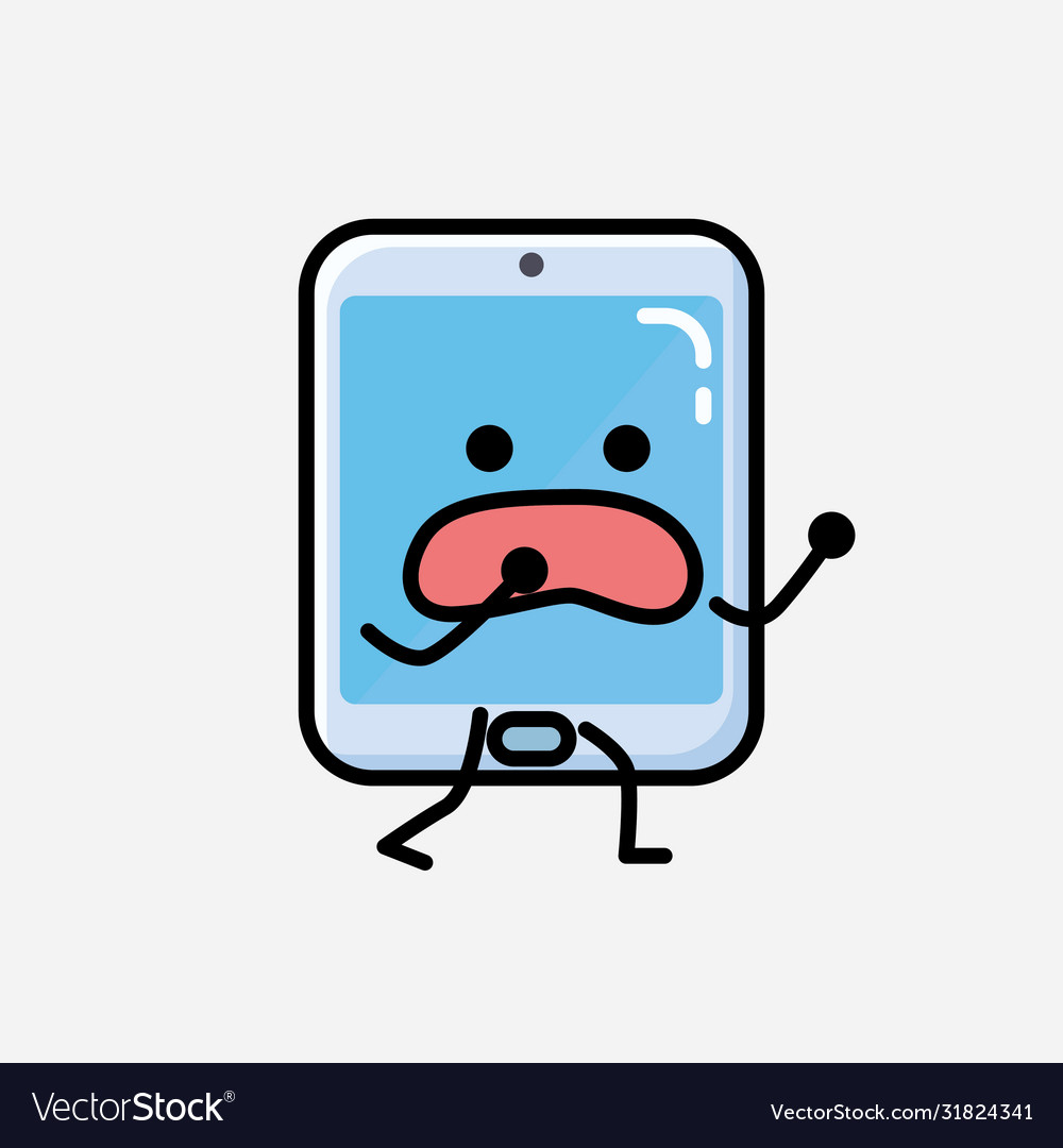 Cute smartphone mascot character in flat design Vector Image