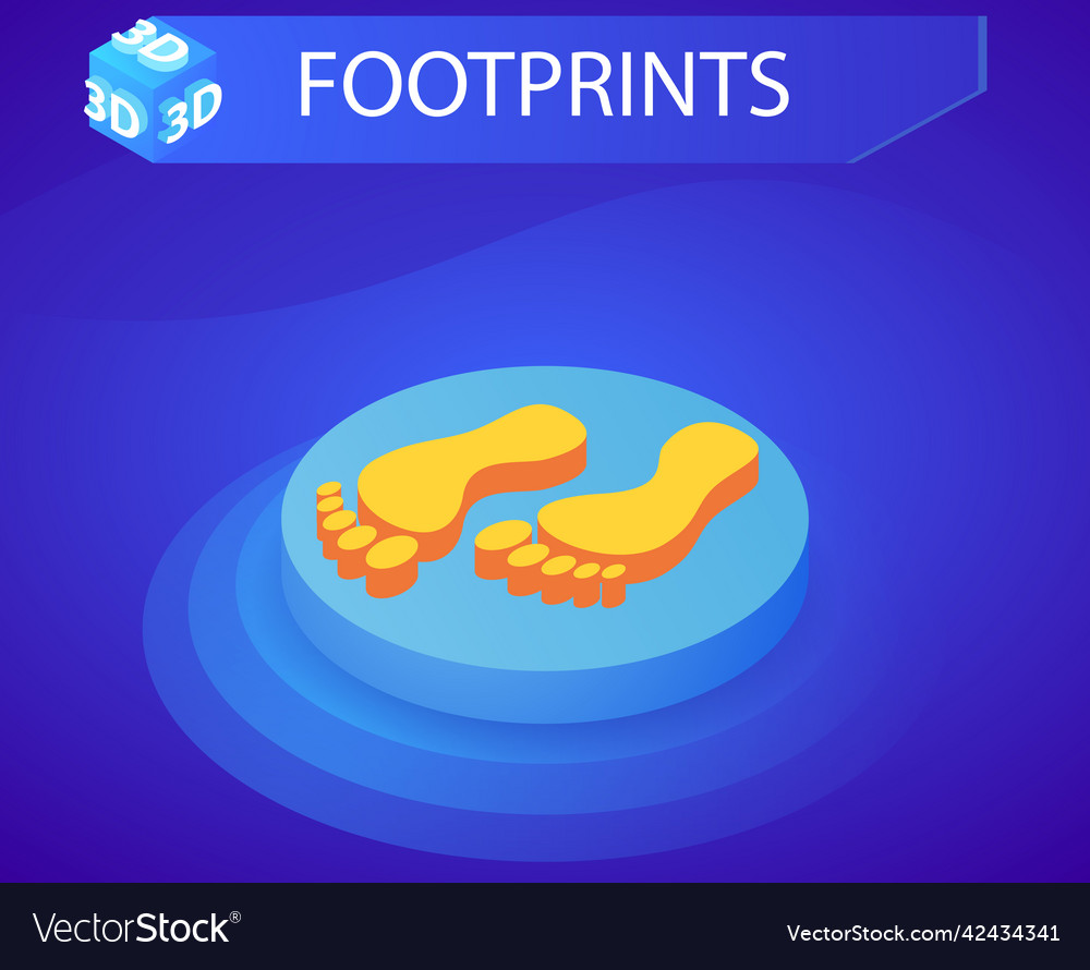 Footprints isometric design icon web 3d colorful Vector Image Footprints isometric design icon web 3d colorful Vector Image