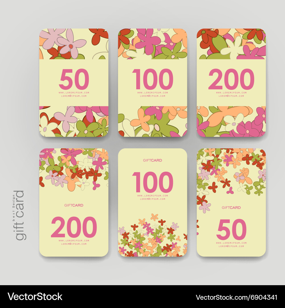 Gift coupon discount card template with floral Vector Image