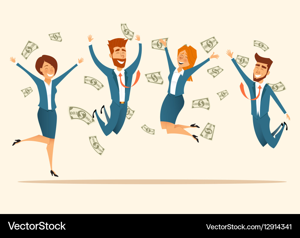 Group of people celebrating a victory Royalty Free Vector