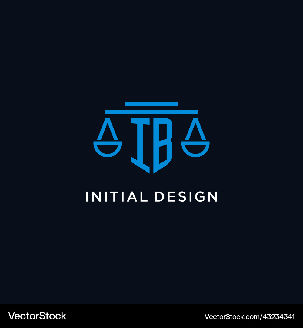 Ib monogram initial logo with scales of justice Vector Image