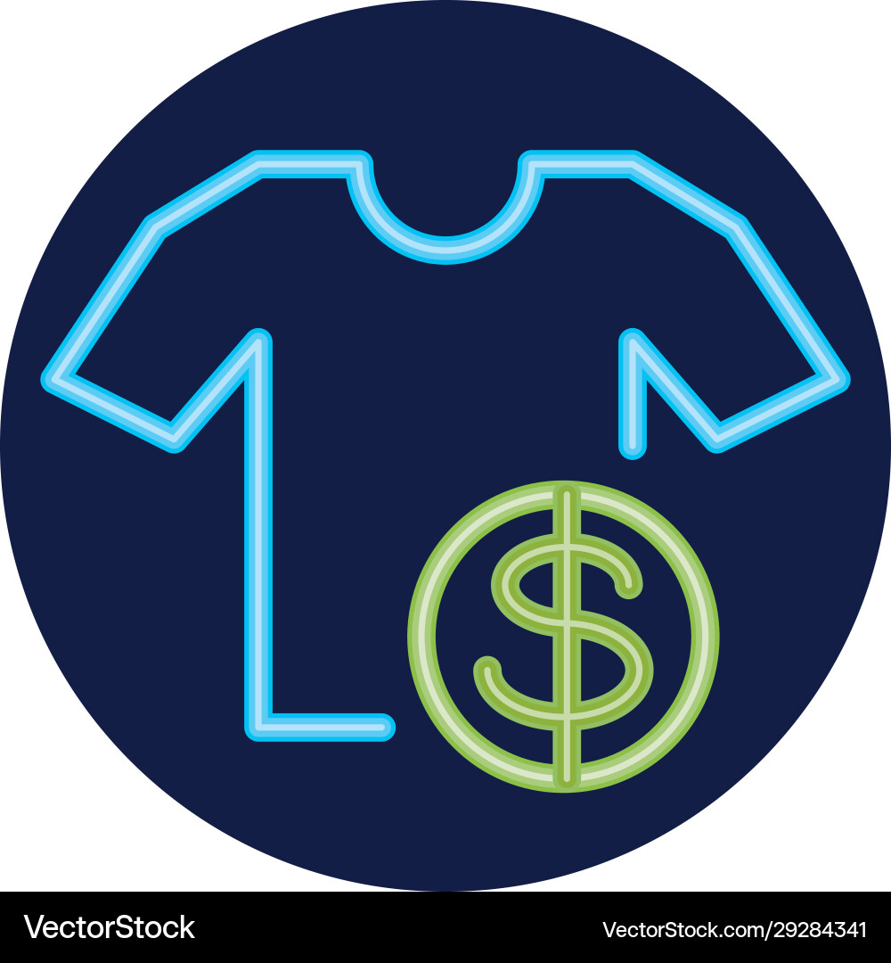 Isolated neon tshirt and coin design Royalty Free Vector
