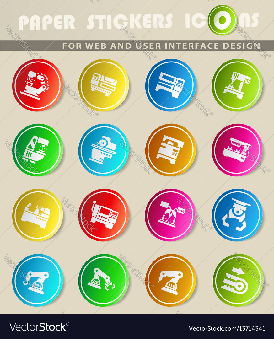 Machine tools icon set Royalty Free Vector Image