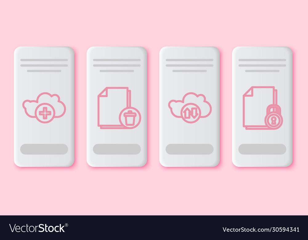 Set Line Add Cloud Delete File Document Cloud Vector Image