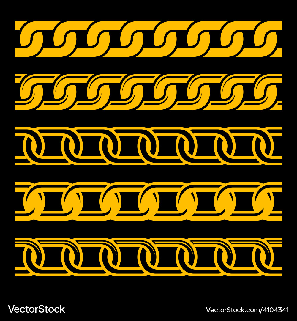 Set of seamless gold chains template isolated Vector Image