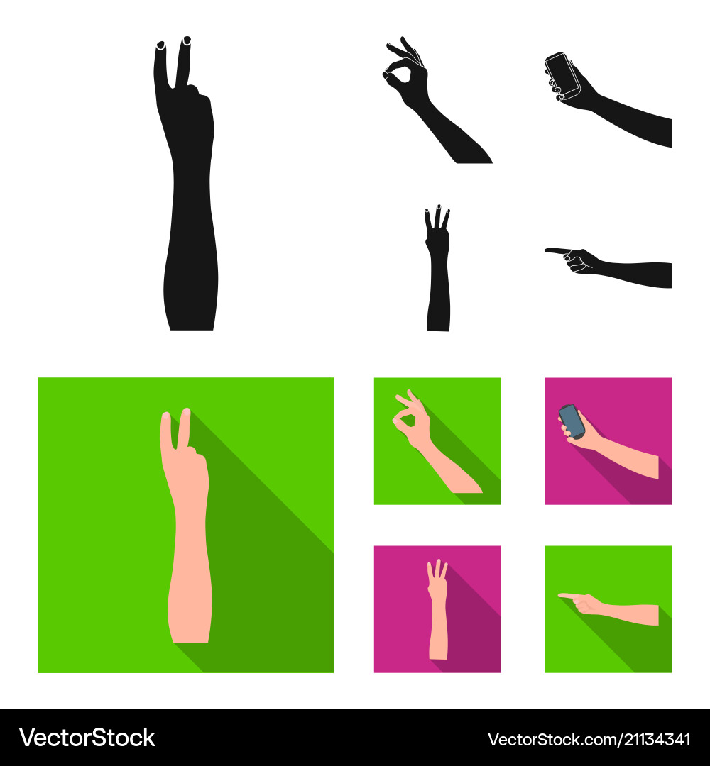 Sign language black flat icons in set collection Vector Image