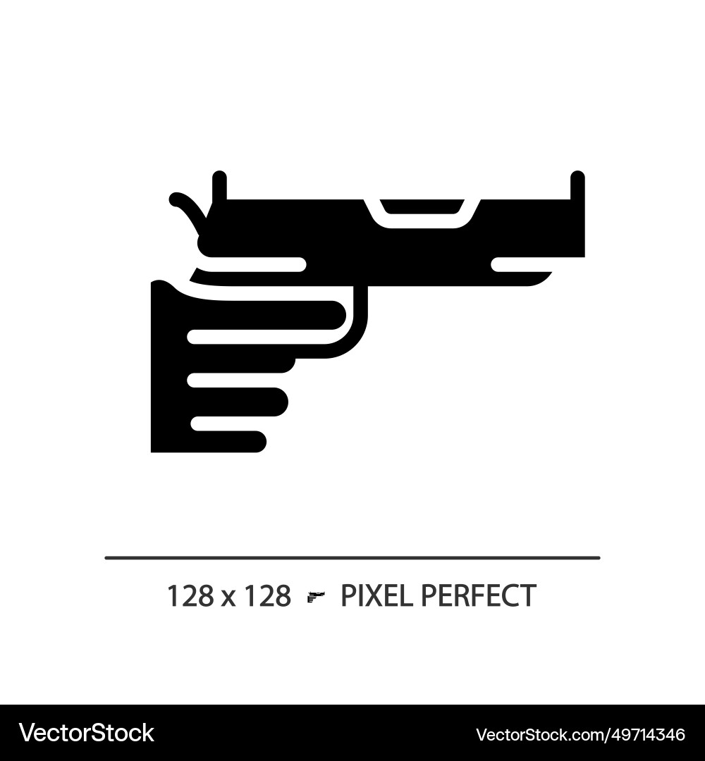 2d pixel perfect simple glyph style gun in hand Vector Image