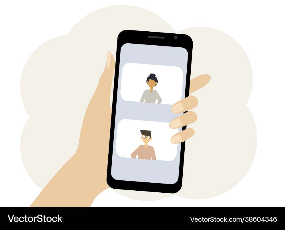 A mobile phone in hand depicting Royalty Free Vector Image
